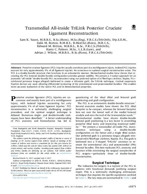 (PDF) Transmedial All-inside TriLink Posterior Cruciate Ligament ...