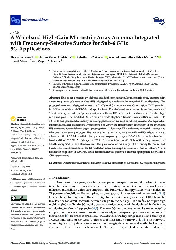 (PDF) A Wideband High-Gain Microstrip Array Antenna Integrated with Frequency-Selective Surface ...