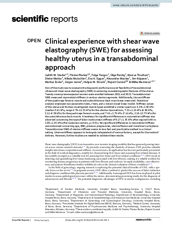 (PDF) Clinical experience with shear wave elastography (SWE) for assessing healthy uterus in a ...