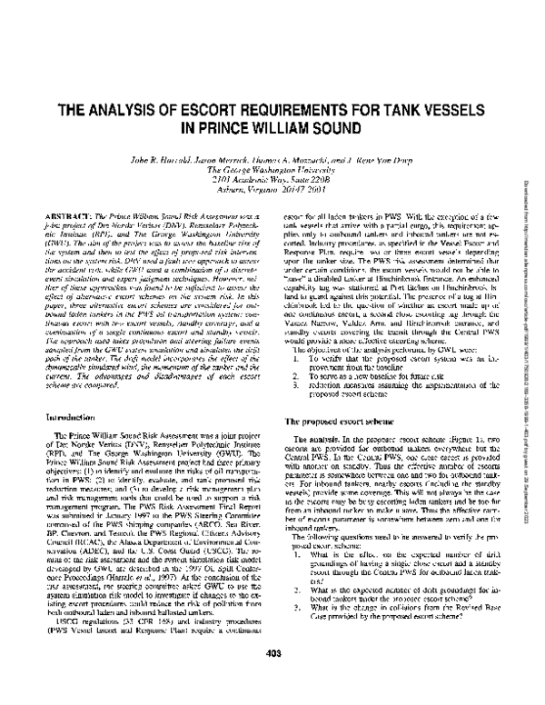 (PDF) The Analysis of Escort Requirements for Tank Vessels in Prince ...