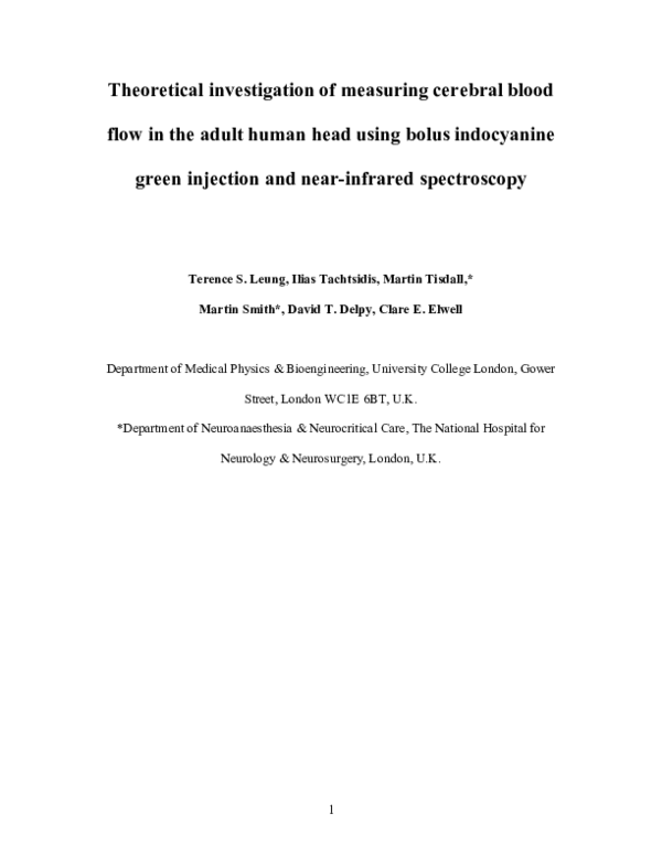 (PDF) Theoretical investigation of measuring cerebral blood flow in the ...