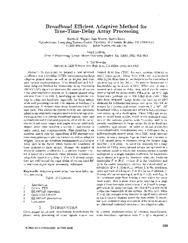 (PDF) Broadband efficient adaptive method for true-time-delay array processing