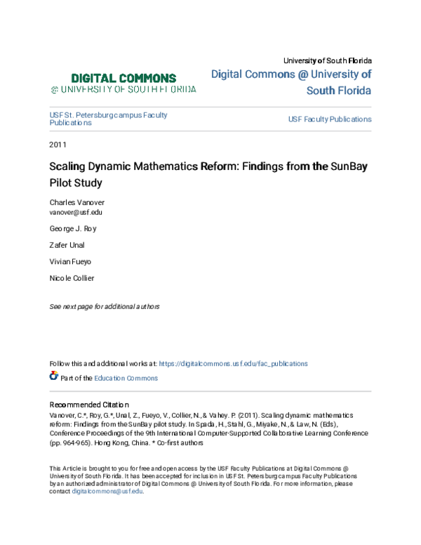 (PDF) Scaling Dynamic Mathematics Reform: Findings from the SunBay ...