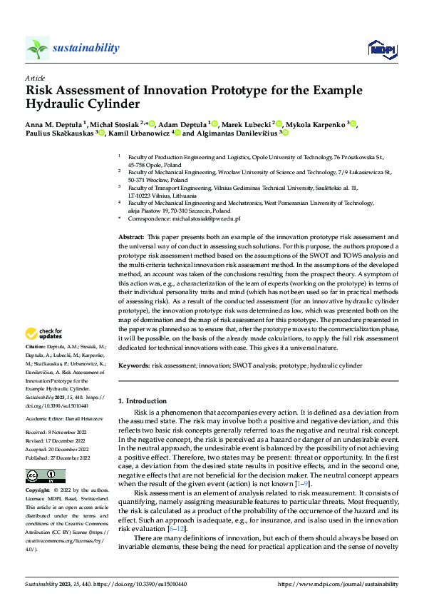 (PDF) Risk Assessment of Innovation Prototype for the Example Hydraulic ...