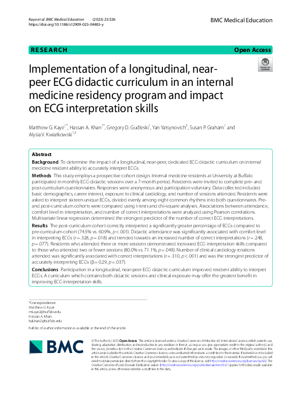 (PDF) Implementation of a Longitudinal, Near-Peer ECG Didactic Curriculum in an Internal ...