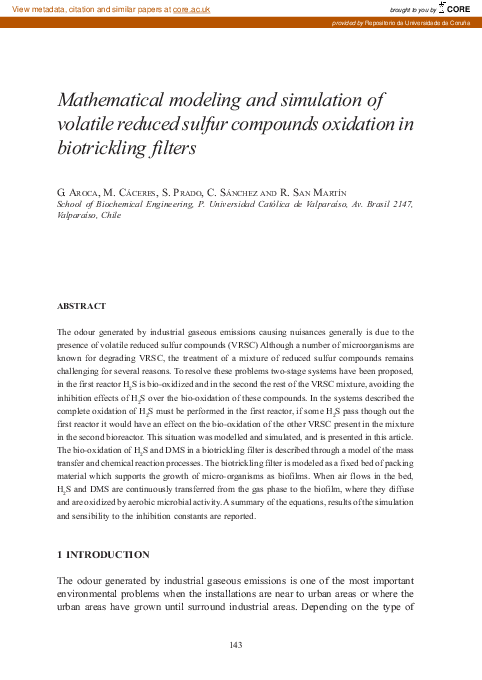 (PDF) Mathematical modeling and simulation of volatile reduced sulfur compounds oxidation in ...