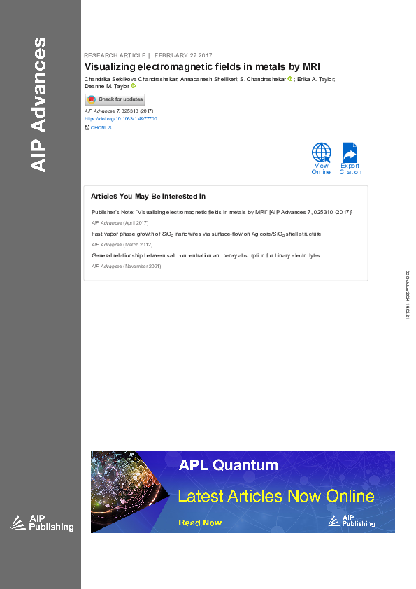 (PDF) Visualizing electromagnetic fields in metals by MRI