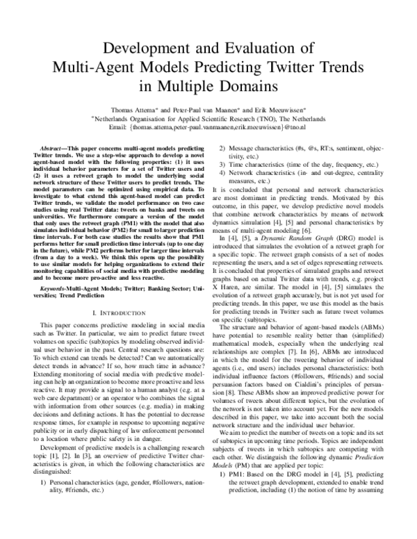(PDF) Development and Evaluation of Multi-Agent Models Predicting Twitter Trends in Multiple Domains
