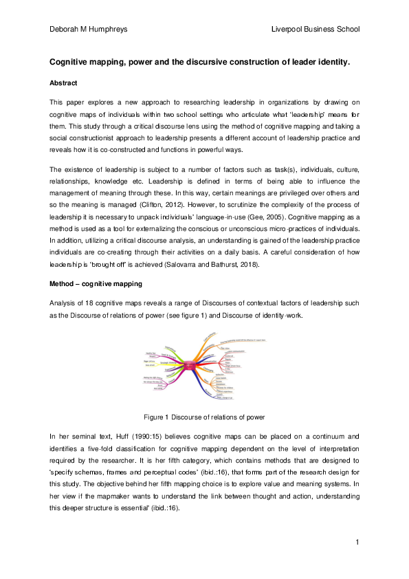 (PDF) Cognitive mapping , power and the discursive construction of leader identity