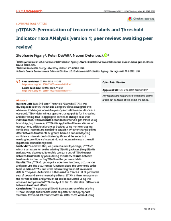 (PDF) pTITAN2: Permutation of treatment labels and Threshold Indicator ...