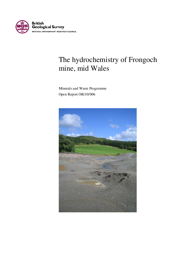 (PDF) The hydrochemistry of Frongoch Mine, mid Wales