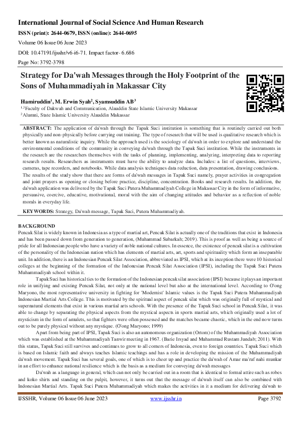 (PDF) Strategy for Da'wah Messages through the Holy Footprint of the Sons of Muhammadiyah in ...