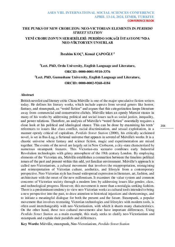 (PDF) THE PUNKS OF NEW CROBUZON: NEO-VICTORIAN ELEMENTS IN PERDIDO ...