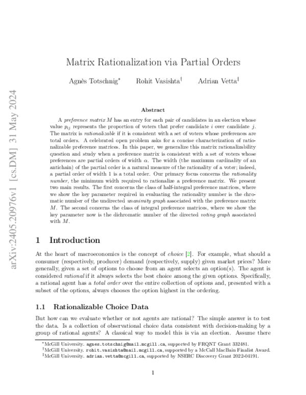 (PDF) Matrix Rationalization via Partial Orders