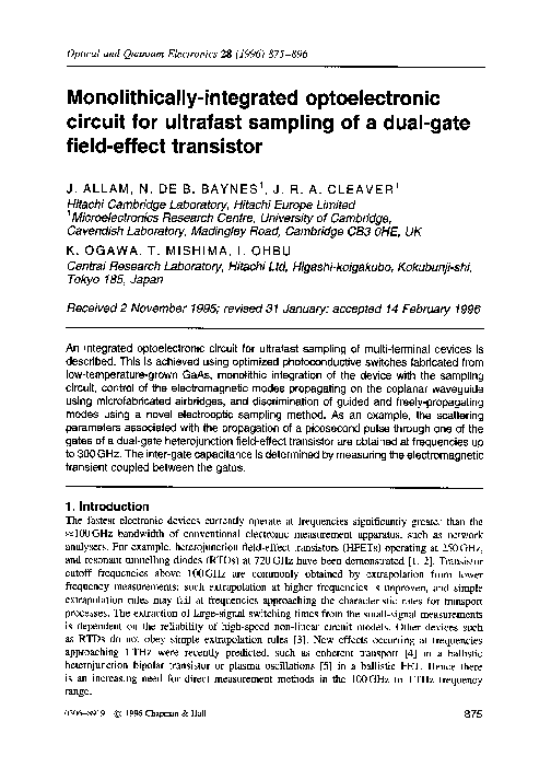 (PDF) Monolithically-integrated optoelectronic circuit for ultrafast ...