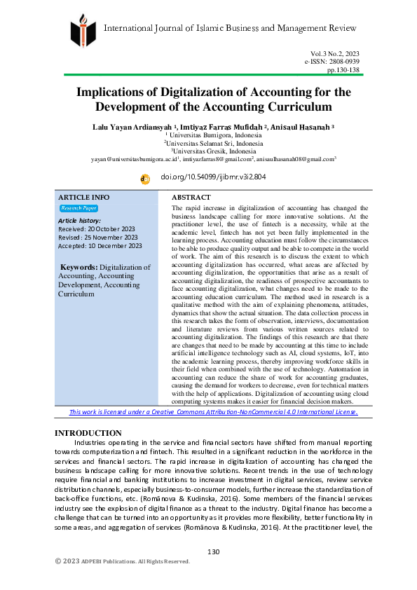 (PDF) Implications of Digitalization of Accounting for the Development ...