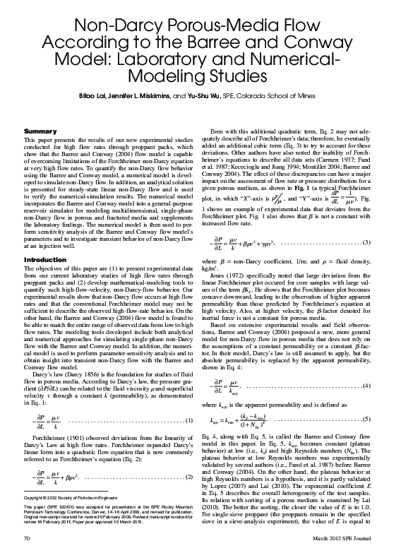 (PDF) Non-Darcy Porous-Media Flow According to the Barree and Conway ...