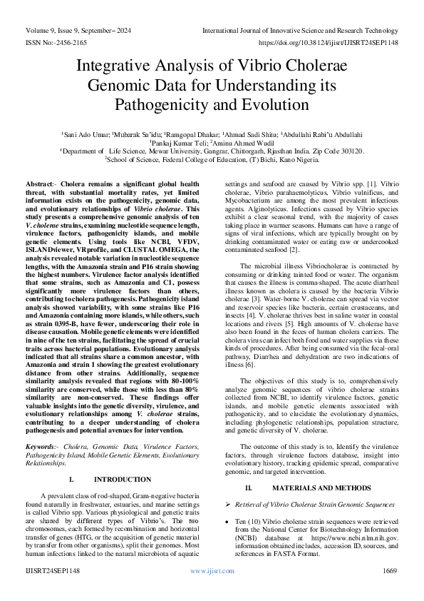 (PDF) Integrative Analysis of Vibrio Cholerae Genomic Data for ...