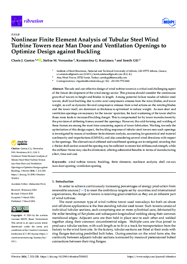 Pdf Nonlinear Finite Element Analysis Of Tubular Steel Wind Turbine