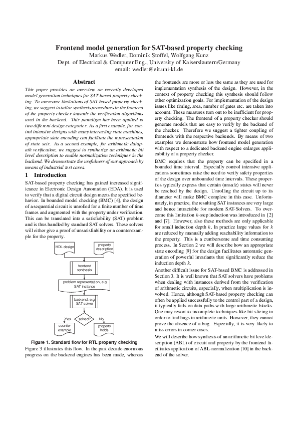 (PDF) Frontend model generation for SAT-based property checking