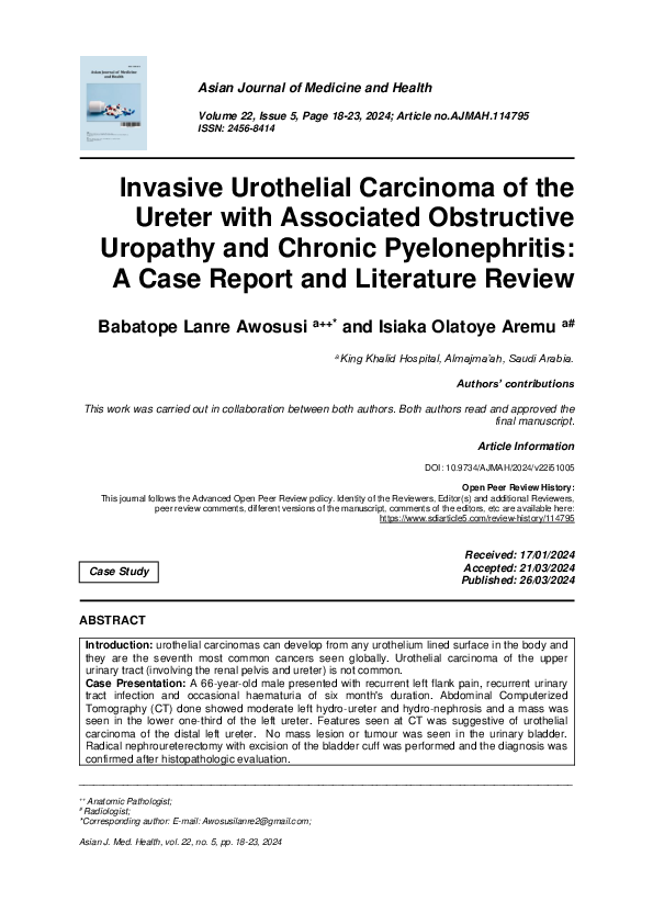 (PDF) Invasive Urothelial Carcinoma of the Ureter with Associated ...
