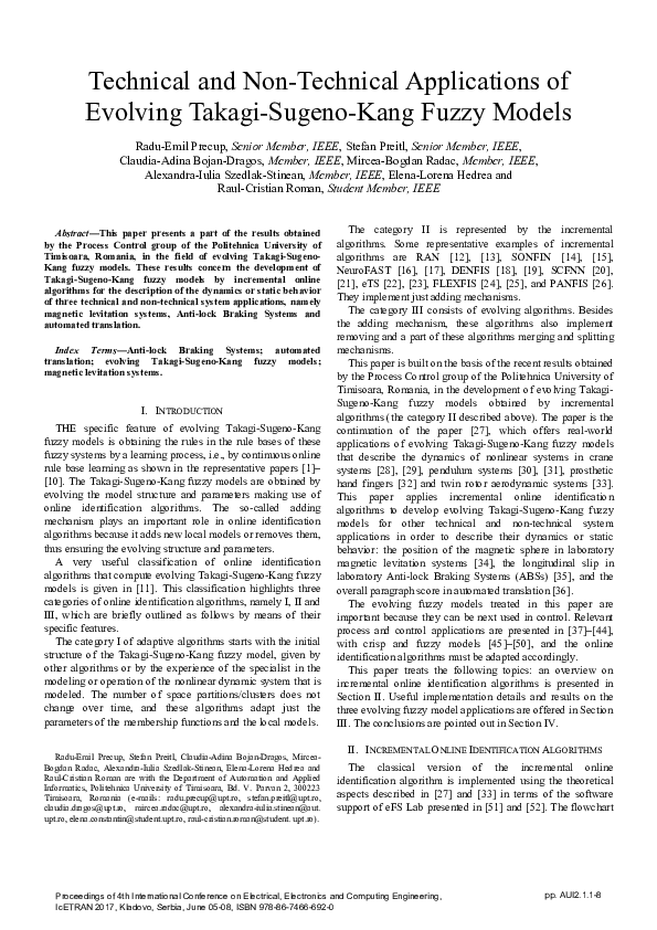 Pdf Technical And Non Technical Applications Of Evolving Takagi Sugeno Kang Fuzzy Models