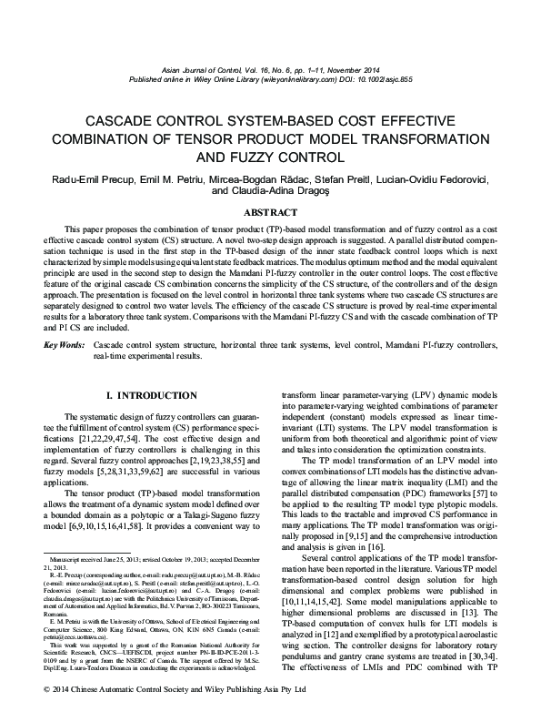 (PDF) Cascade Control System‐Based Cost Effective Combination of Tensor ...
