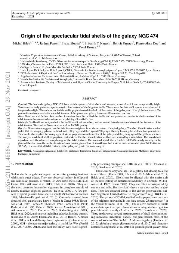 (PDF) Origin of the spectacular tidal shells of the galaxy NGC474