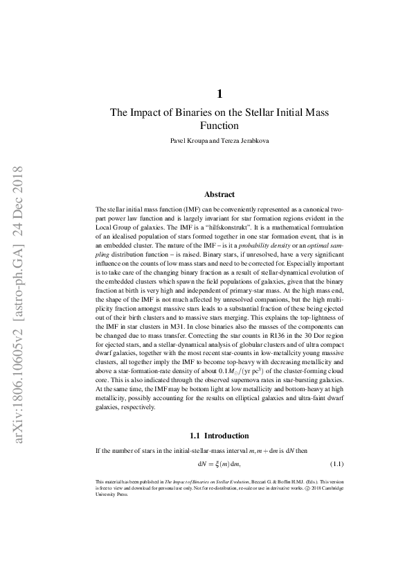 (PDF) The Impact of Binaries on the Stellar Initial Mass Function