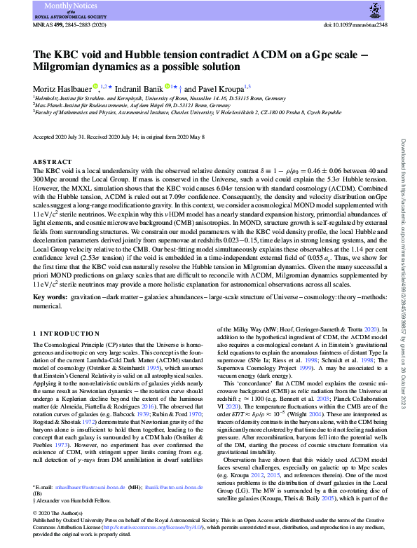 (PDF) KBC Void and Hubble Tension: MOND Solution