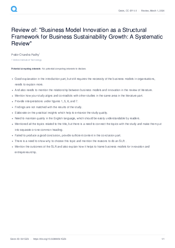 (PDF) Review of: "Business Model Innovation as a Structural Framework ...