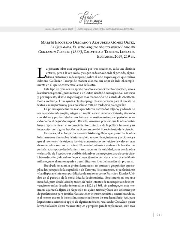 (PDF) Martín Escobedo Delgado y Almudena Gómez Ortiz, La Quemada. El ...