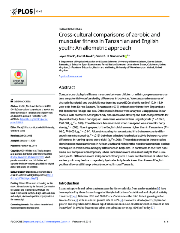 (PDF) Cross-cultural comparisons of aerobic and muscular fitness in ...