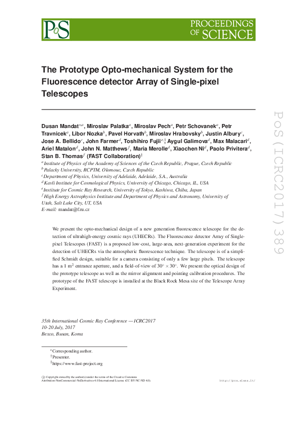 (PDF) The prototype opto-mechanical system for the Fluorescence detector Array of Single-pixel ...