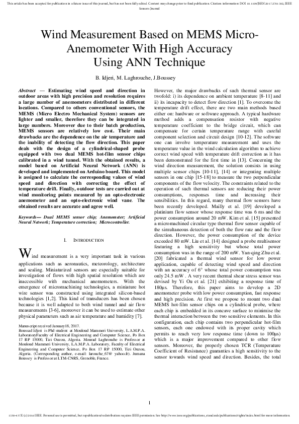 (PDF) Wind Measurement Based on MEMS Micro-Anemometer With High ...