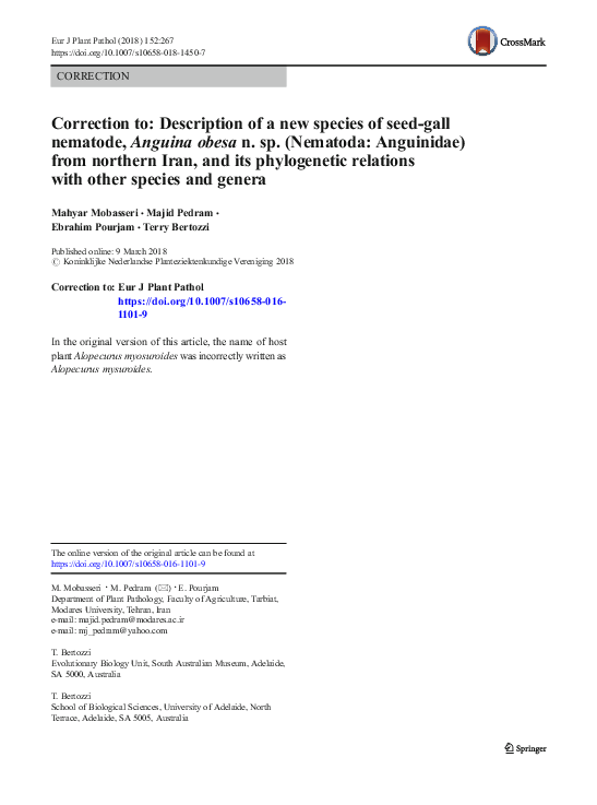 (PDF) Correction to: Description of a new species of seed-gall nematode ...