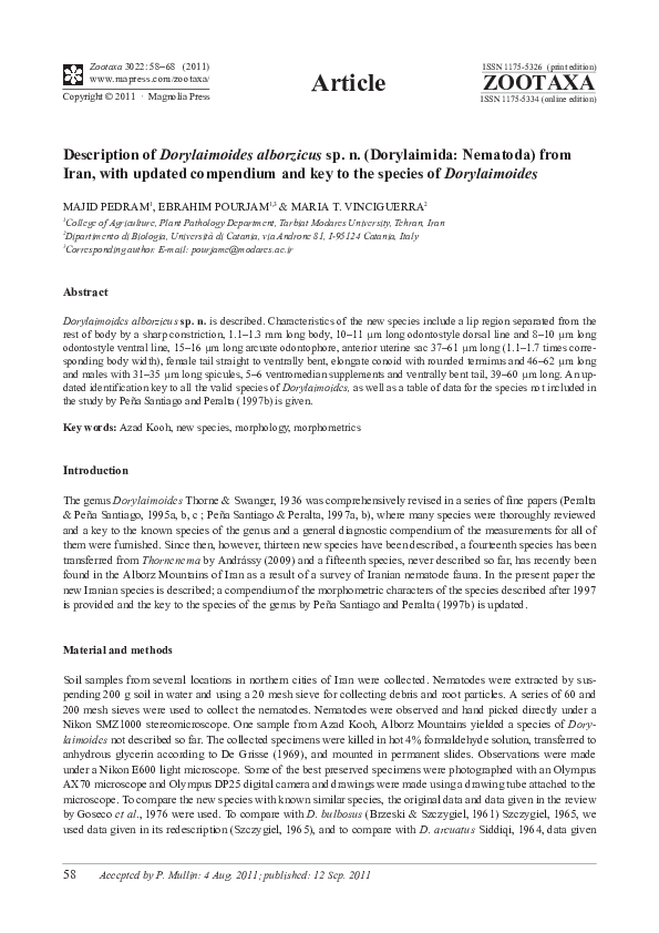 (PDF) Description of Dorylaimoides alborzicus sp. n. (Dorylaimida ...