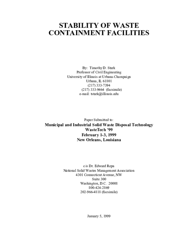 (PDF) Stability of Waste Containment Facilities