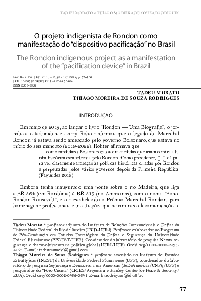 (PDF) O projeto indigenista de Rondon como manifestação do “dispositivo ...