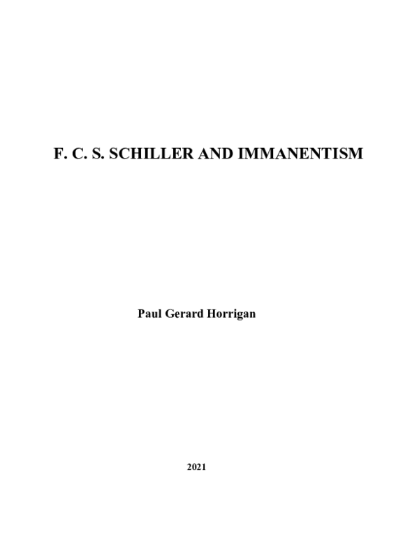 (PDF) F. C. S. SCHILLER AND IMMANENTISM