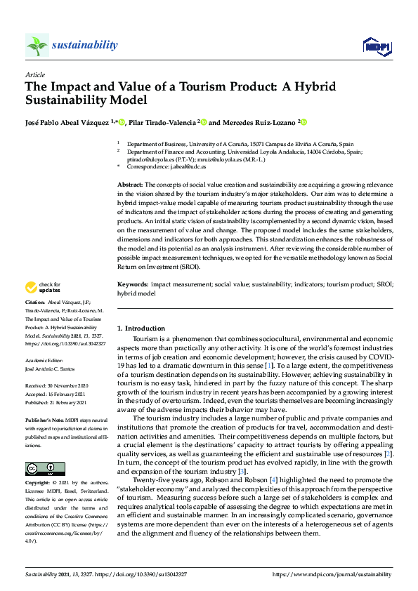 (PDF) The Impact and Value of a Tourism Product: A Hybrid ...