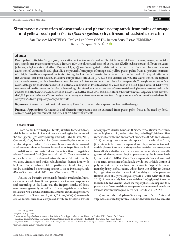 (PDF) Simultaneous extraction of carotenoids and phenolic compounds ...