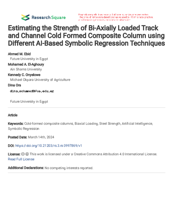 (PDF) Estimating the Strength of Bi-Axially Loaded Track and Channel ...