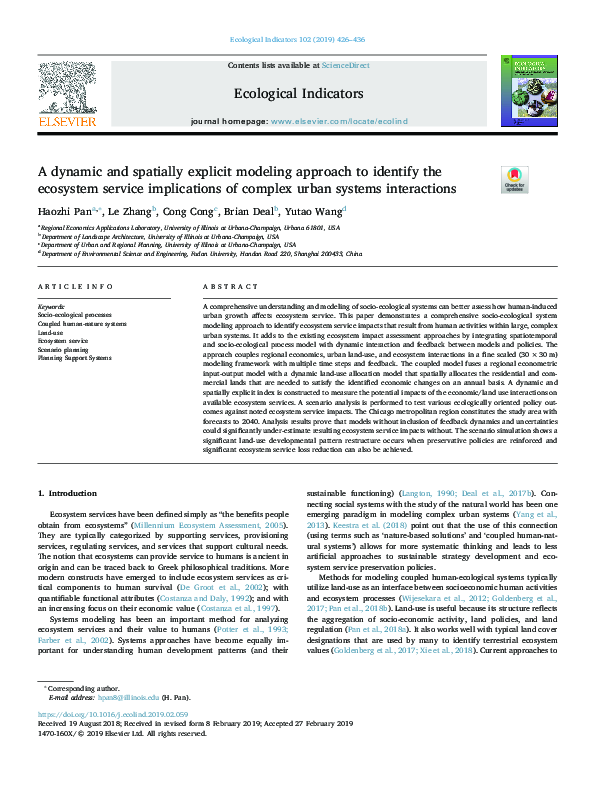 (PDF) A dynamic and spatially explicit modeling approach to identify the ecosystem service ...
