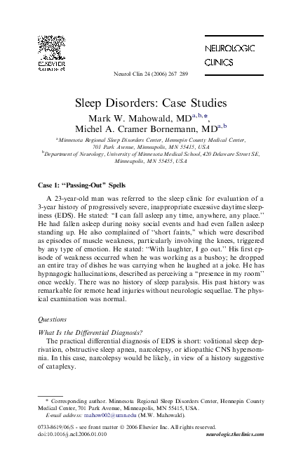 (PDF) Sleep Disorders: Case Studies