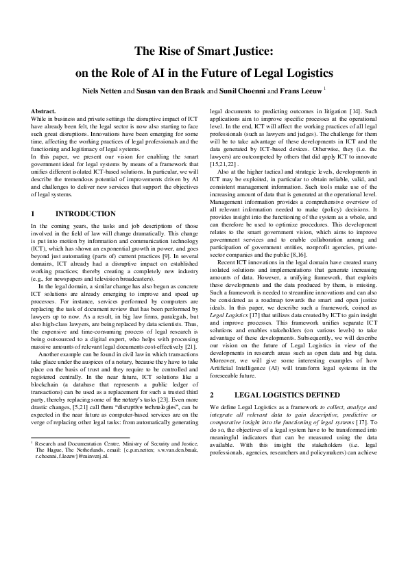 (PDF) The rise of smart justice: on the role of AI in the future of ...