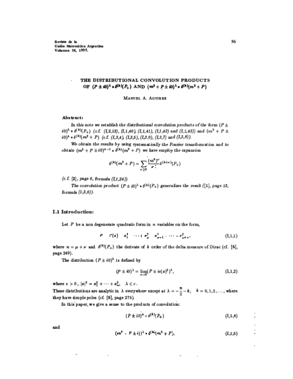 Pdf The Distributional Convolution Products