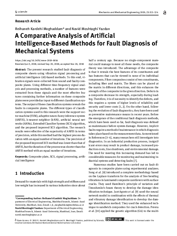 (PDF) A Comparative Analysis of Artificial Intelligence-Based Methods for Fault Diagnosis of ...