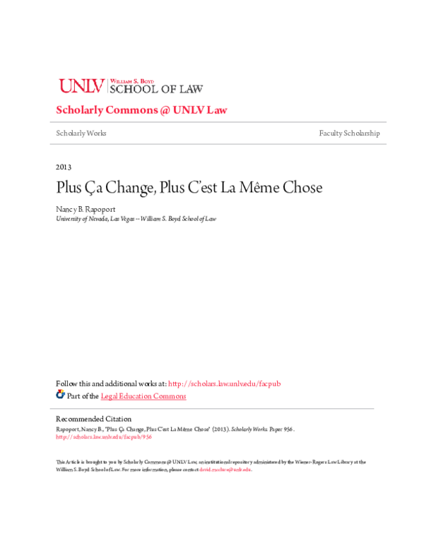 (PDF) Plus Ça Change, Plus C’est La Même Chose