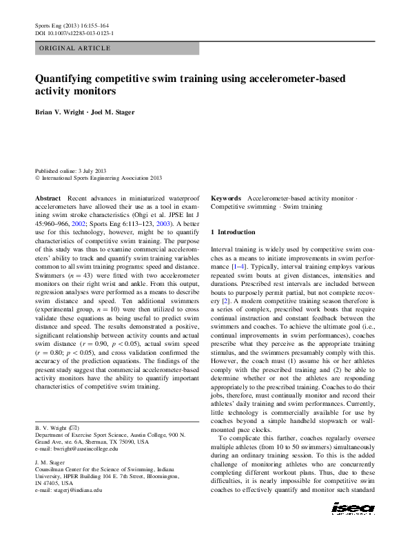 (PDF) Quantifying competitive swim training using accelerometer-based ...